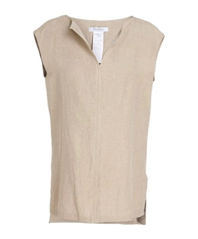 Max Mara Linen V-neck Short-sleeve Top