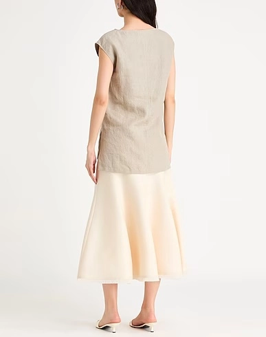 Max Mara Linen V-neck Short-sleeve Top