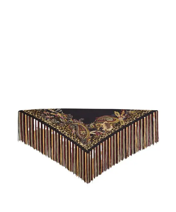Etro Printed Fringed Silk Scarf