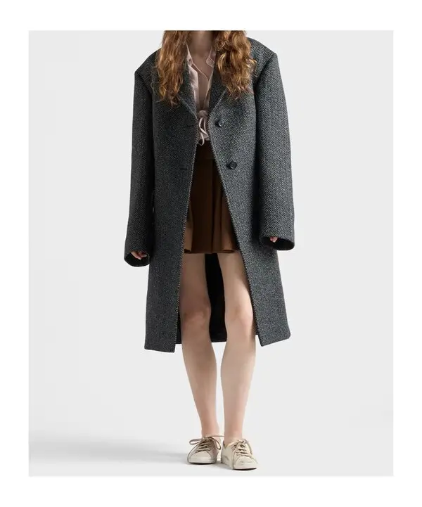 Prada Single-breasted Chevron Wool Jacket