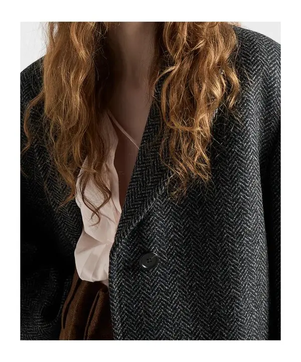 Prada Single-breasted Chevron Wool Jacket