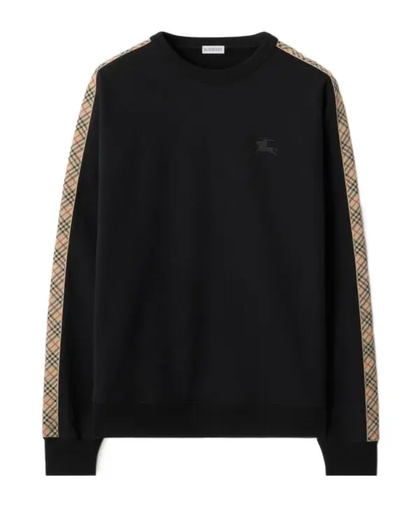 Burberry Check Trim Cotton Sweatshirt - Black