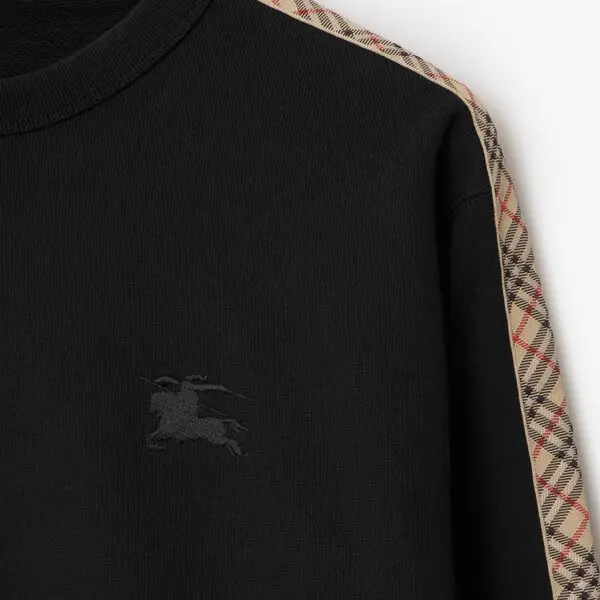 Burberry Check Trim Cotton Sweatshirt