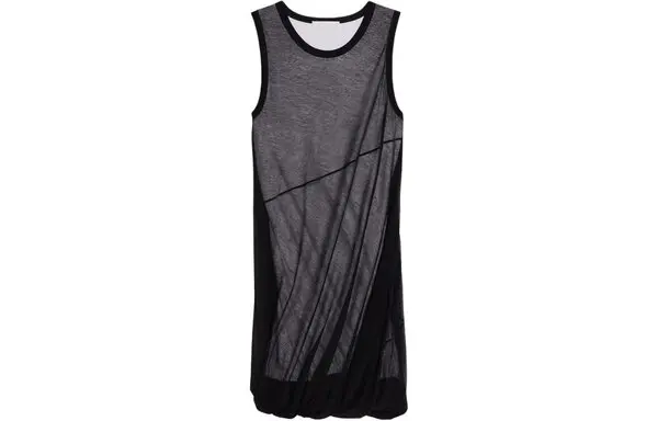 Helmut Lang Sleeveless Round Neck Dress With Fluffy Hem