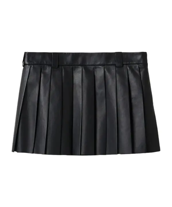 Miu Miu Nappa Leather Pleated Skirt