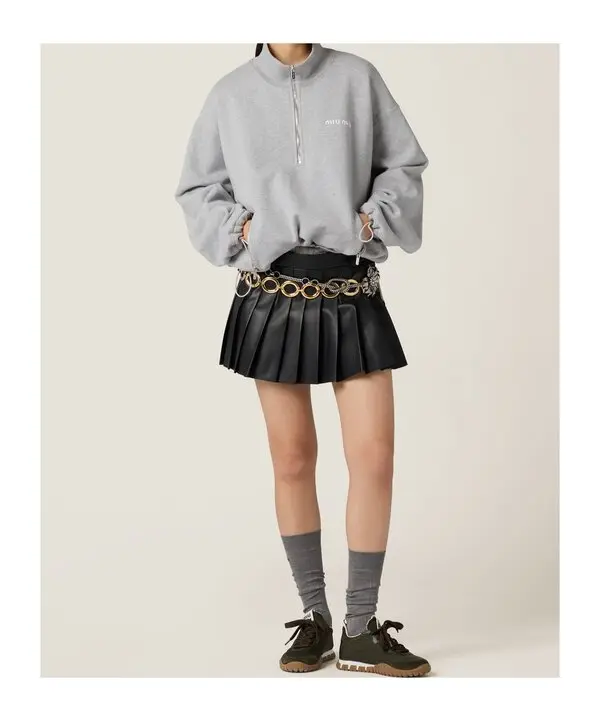 Miu Miu Nappa Leather Pleated Skirt