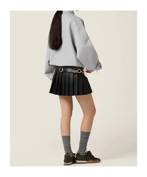 Miu Miu Nappa Leather Pleated Skirt