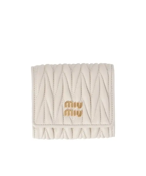 Miu Miu Small Matelassé Nappa Leather Wallet - White