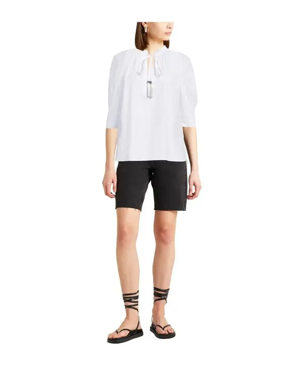 Max Mara Short Sleeve Top With Tie Detail - White