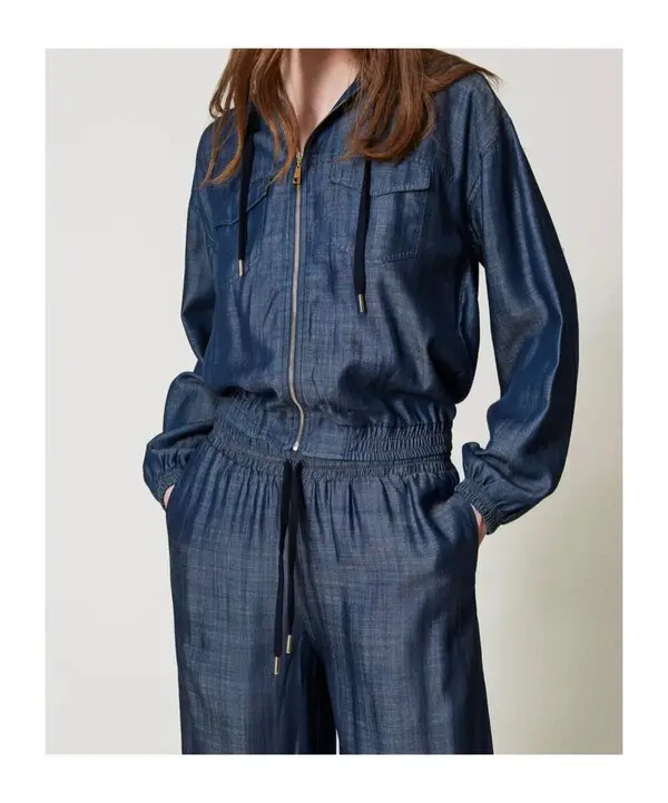 TWINSET Hooded Denim Jacket