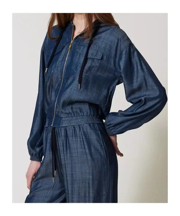 TWINSET Hooded Denim Jacket