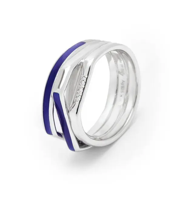 Loewe Stacked Ring In Sterling Silver And Enamel