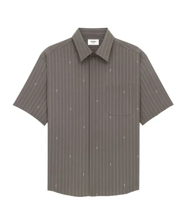 Saint Laurent Shirt In Cassandre Stripe Silk Crepe De Chine