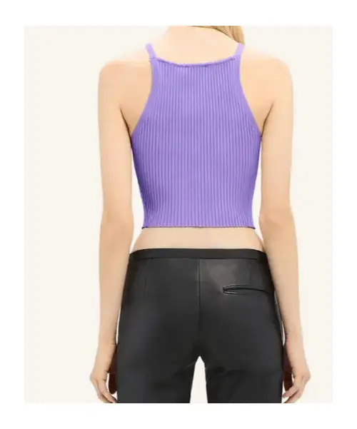 COURREGES Ribbed Tank Top With Logo Embroidery - Purple