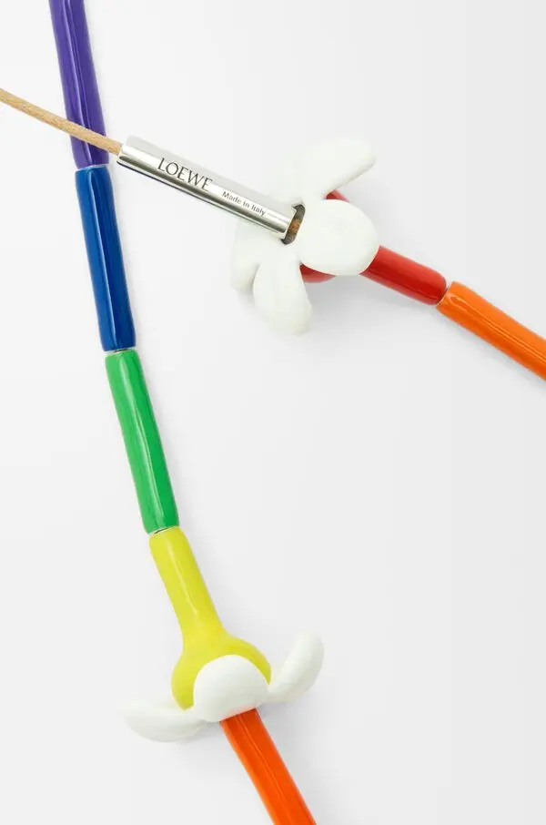 Loewe Flor Necklace In Sterling Silver And Enamel