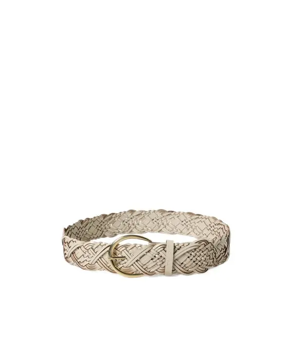 TWINSET Braided Leather Belt With Gold Buckle
