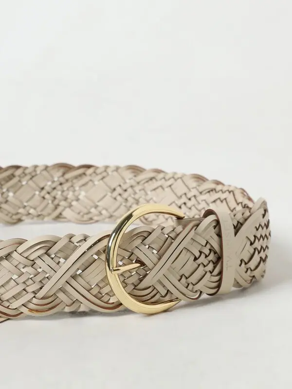 TWINSET Braided Leather Belt With Gold Buckle
