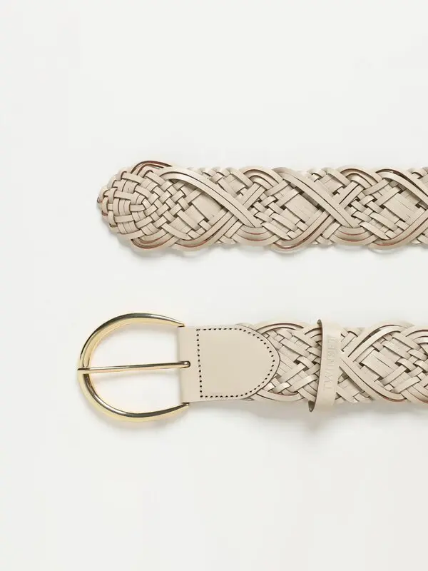 TWINSET Braided Leather Belt With Gold Buckle