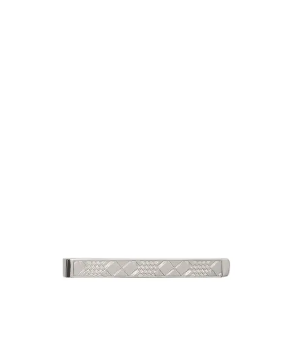 Burberry Engraved Check Tie Bar - Silver
