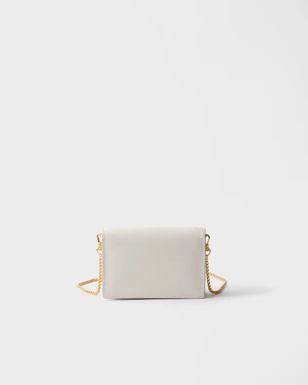 Prada Saffiano Leather Card Holder With Shoulder Strap