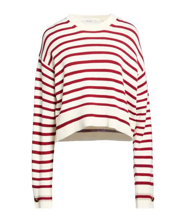 Max Mara Wool Striped Crew Neck Sweater - White