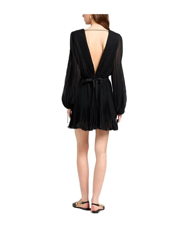 Max Mara Solid Color Long-sleeve Pleated Maxi Dress