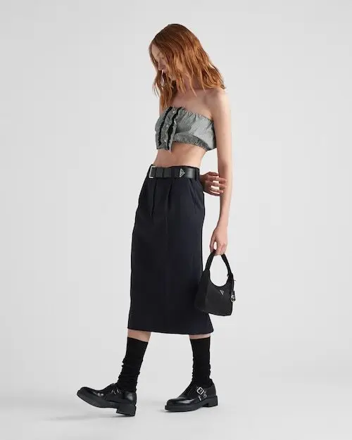Prada Logo Details Shoulder Bag - Black