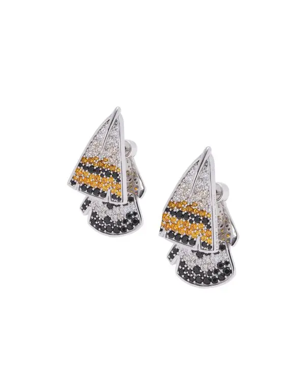 Loewe Feather Earrings In Sterling Silver And Crystals