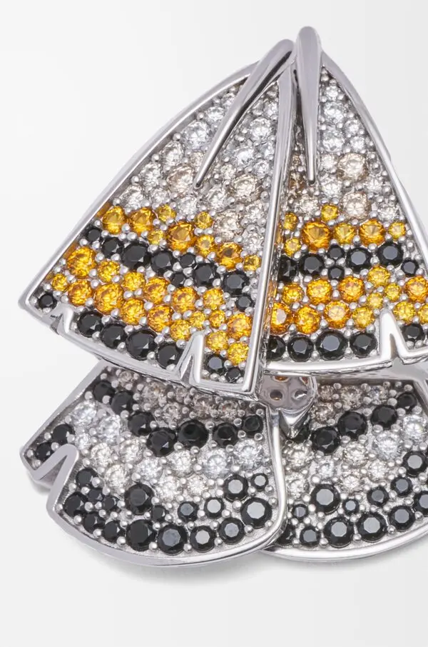 Loewe Feather Earrings In Sterling Silver And Crystals