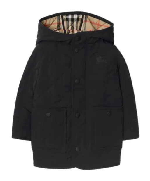 Burberry Quilted Hooded Jacket With Embroidered Equestrian Knight Design