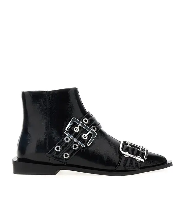 GANNI Eyelet Buckle Ankle Boots