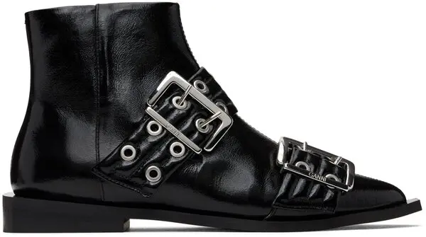 GANNI Eyelet Buckle Ankle Boots