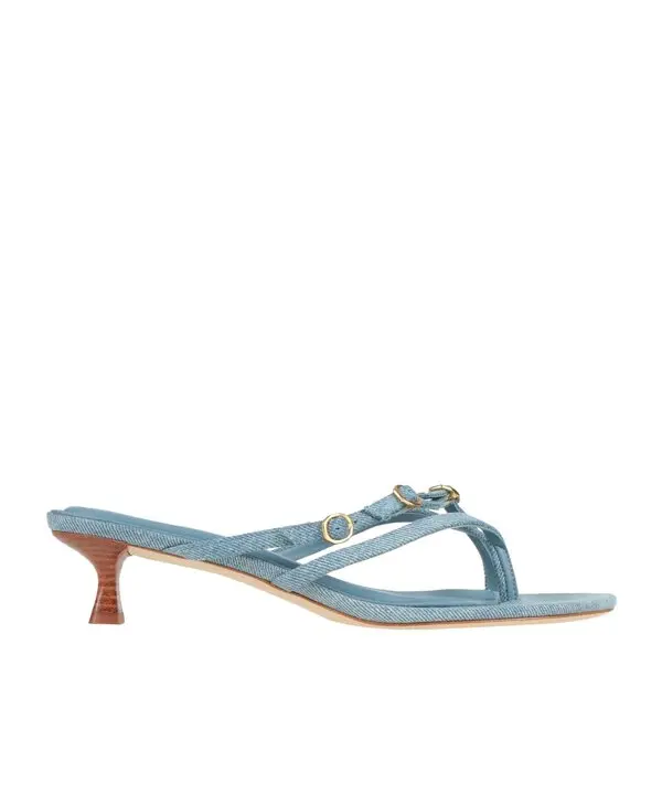 Rag & Bone Denim Thong Sandals With Kitten Heel