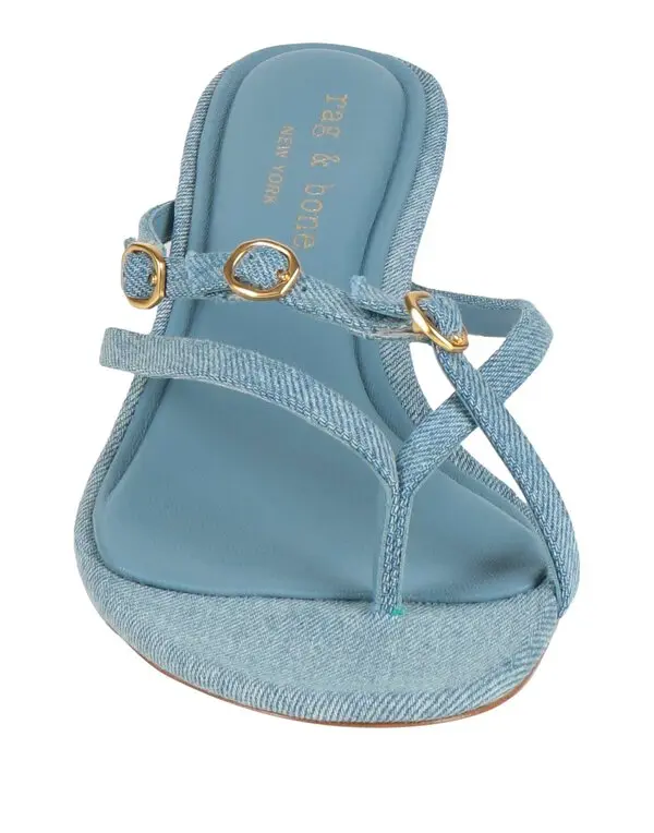 Rag & Bone Denim Thong Sandals With Kitten Heel