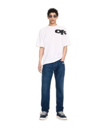 Off-White Logo Embroidered Tapered-leg Jeans