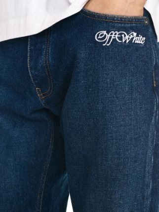 Off-White Logo Embroidered Tapered-leg Jeans