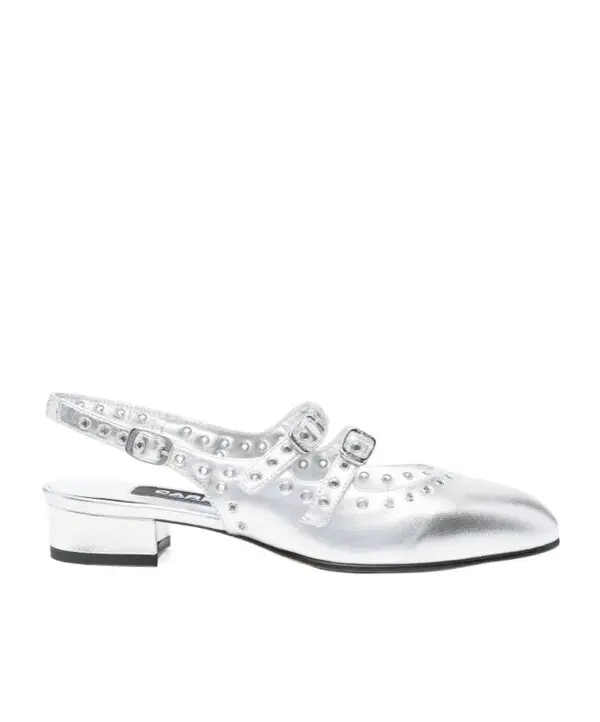 CAREL Silver Leather Slingback Ballet Flats