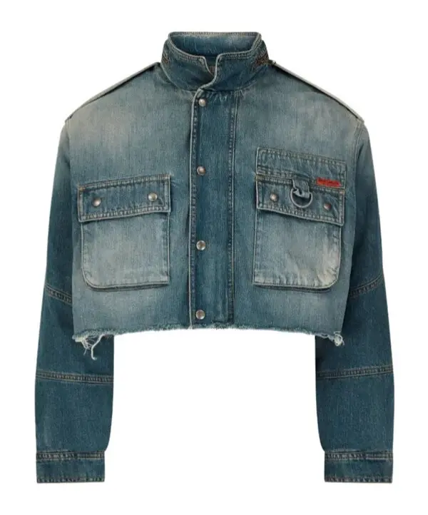 Martine Rose Logo-patch Denim Cropped Jacket