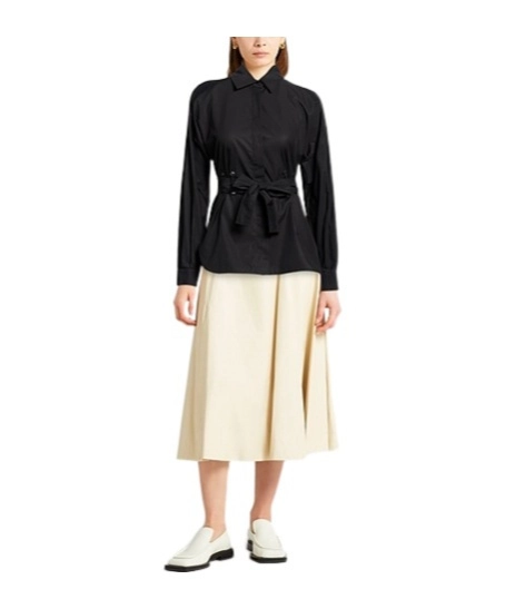 Max Mara Long-sleeve Shirt With Belt Detail - Black