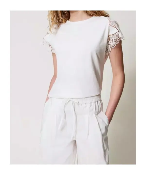 TWINSET Lace-sleeve T-shirt
