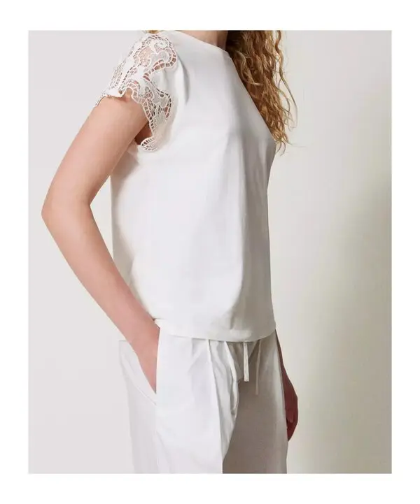 TWINSET Lace-sleeve T-shirt