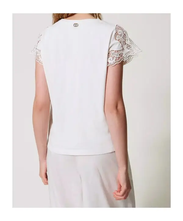 TWINSET Lace-sleeve T-shirt