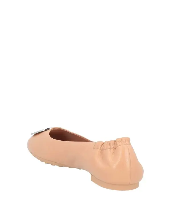 Tory Burch Ballet Flats With Embellished Logo - Nude