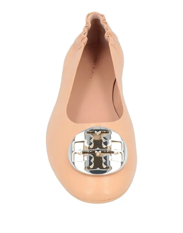 Tory Burch Ballet Flats With Embellished Logo - Nude