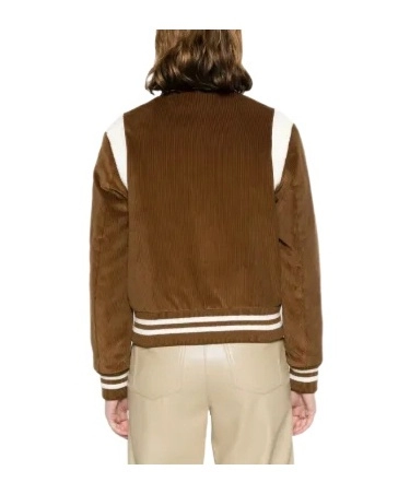 SPORTY  RICH Logo-embroidered Corduroy Bomber Jacket