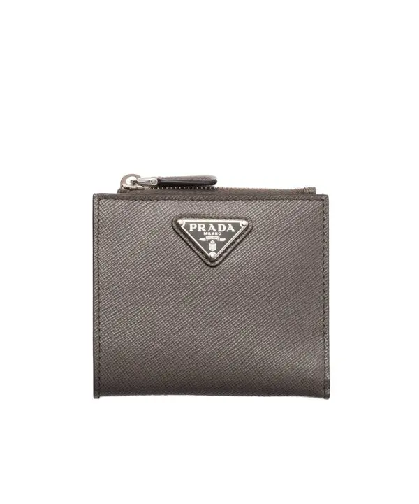 Prada Small Saffiano Leather Wallet - Ash Gray