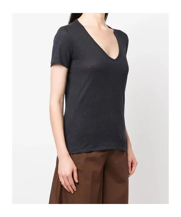 Closed Linen V-neck T-shirt - Dark Night