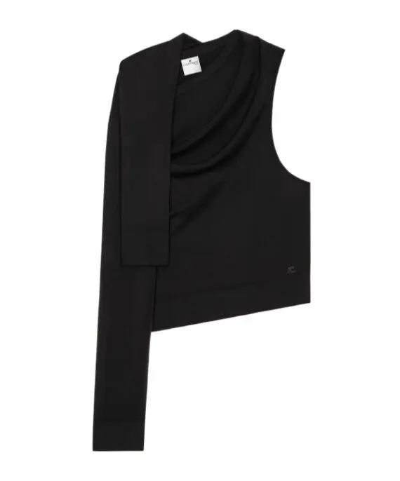 COURREGES Off-shoulder Knitted Top - Black