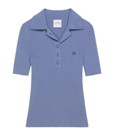 COURREGES Ribbed Polo Top With Ac Logo