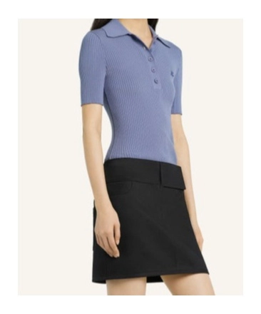 COURREGES Ribbed Polo Top With Ac Logo